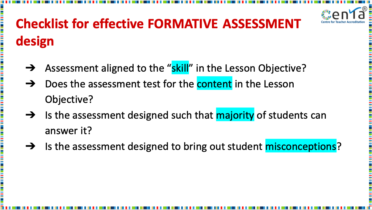 Checklist for Effective Formative Assessments – CENTA Courses